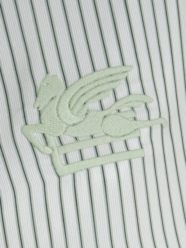 Etro Logo-embroidered Striped Shirt - Green
