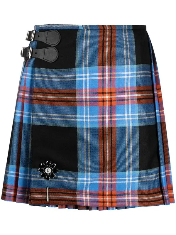 CHARLES JEFFREY Pleated Tartan Mini Kilt