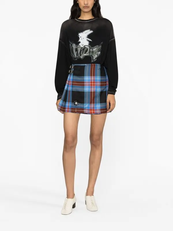 CHARLES JEFFREY Pleated Tartan Mini Kilt
