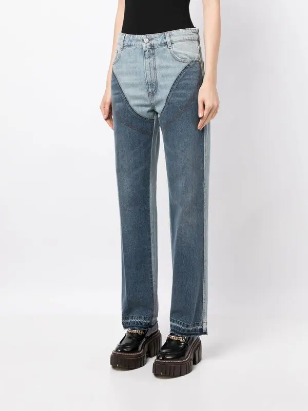 Stella McCartney Mid-rise Straight Leg Two-tone Jeans