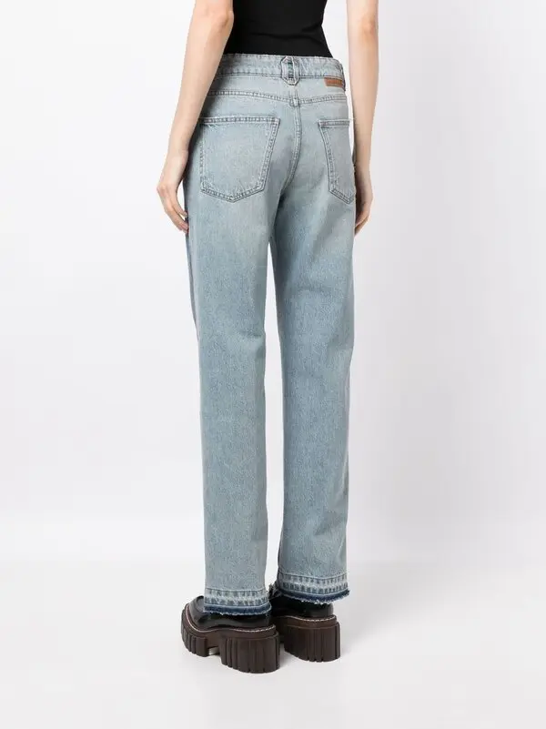 Stella McCartney Mid-rise Straight Leg Two-tone Jeans