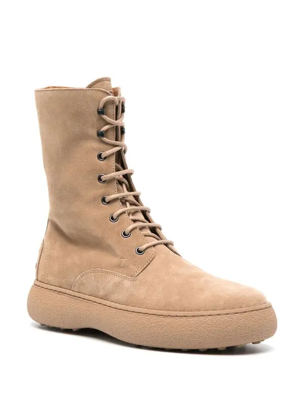 TOD'S Stivaletto Suede Lace-up Boots - Brown