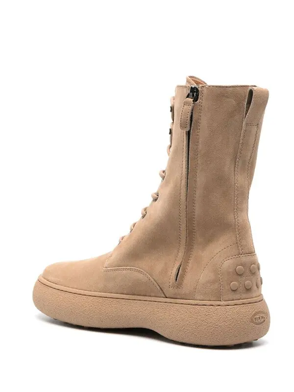 TOD'S Stivaletto Suede Lace-up Boots - Brown