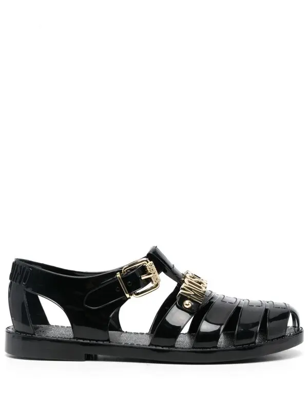 Moschino Logo-plaque Caged Sandals - Black