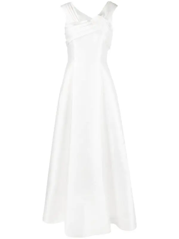 Alberta Ferretti Off-shoulder Satin Gown - White