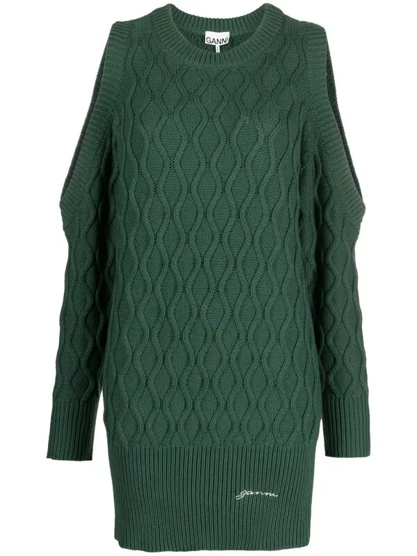 ganni green wool dress GANNI 