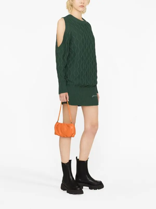 Ganni Cold-Shoulder Knitted Dress In Green - 74% Off | Editorialist