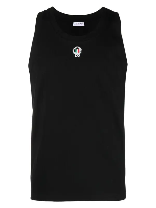 Dolce & Gabbana Logo-embroidered Tank Top - Black