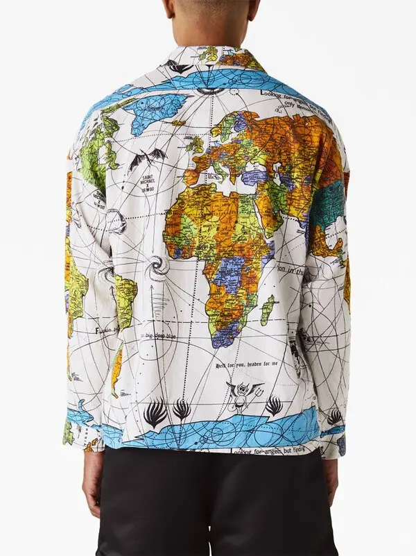 SAINT MXXXXXX World Map Notched-collar Shirt