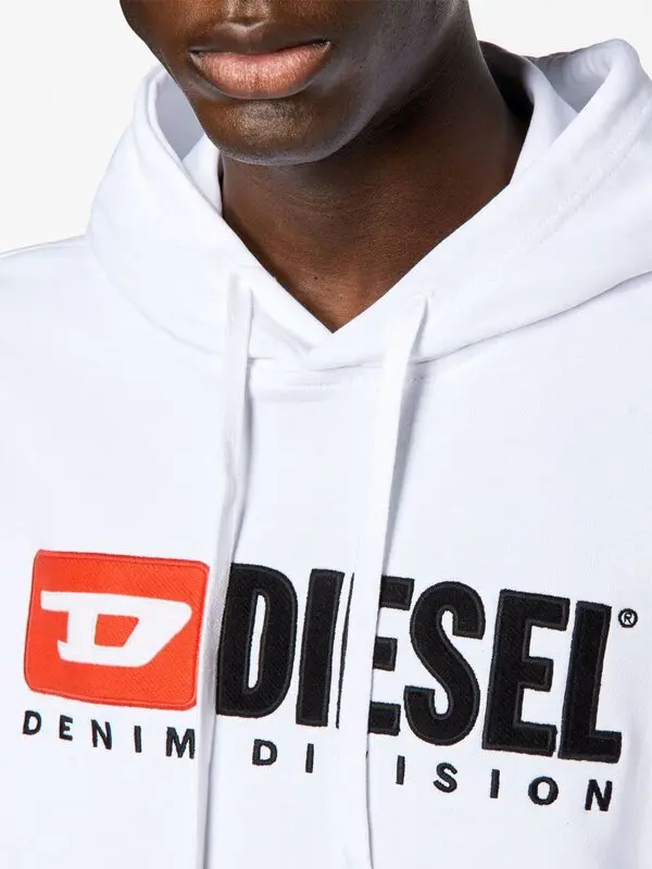 DIESEL® S-ginn-hood-div Logo-appliqué Hoodie - White