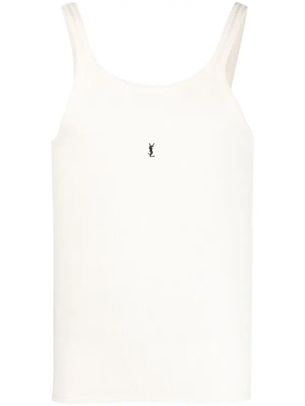Saint Laurent Logo-embroidered Ribbed Tank Top