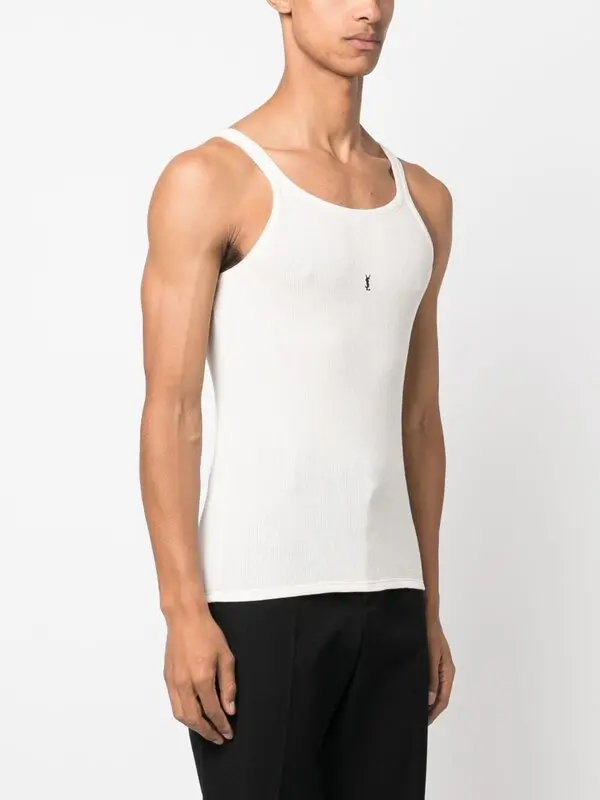 Saint Laurent Logo-embroidered Ribbed Tank Top