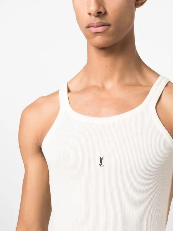 Saint Laurent Logo-embroidered Ribbed Tank Top