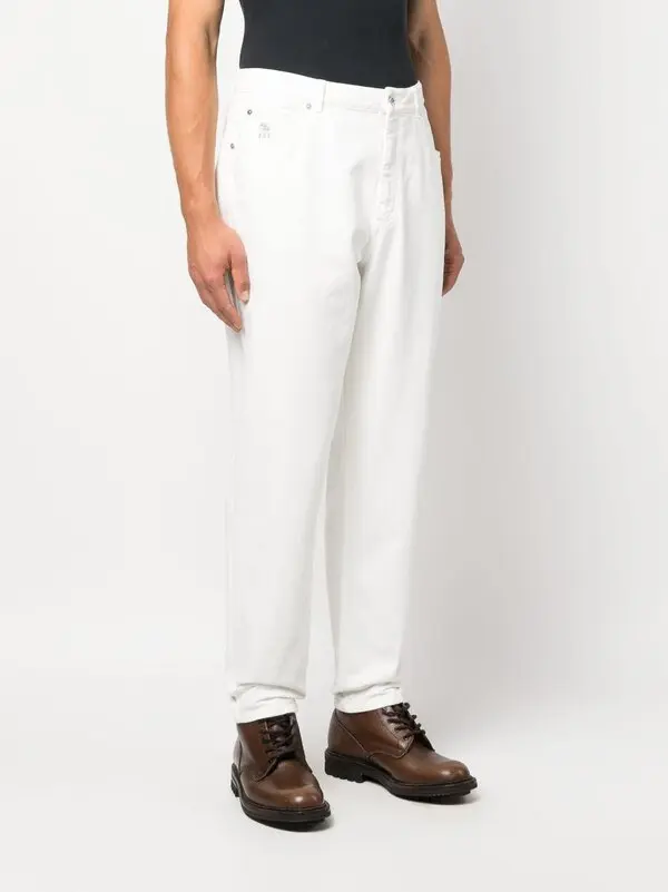 Brunello Cucinelli Logo-embroidered Straight-leg Jeans