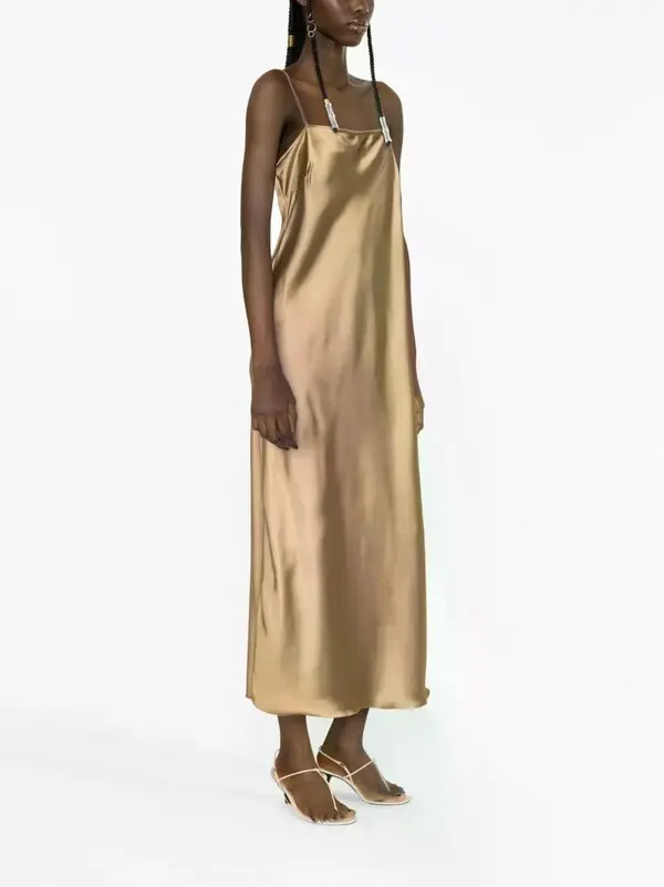 Fabiana Filippi satin slip midi dress - Brown