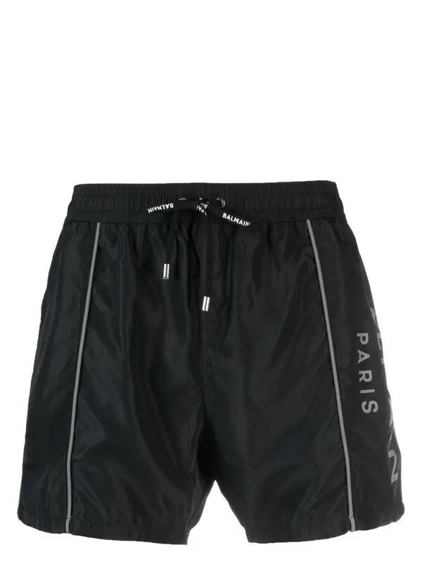 Balmain Logo-print Swim Shorts - Black