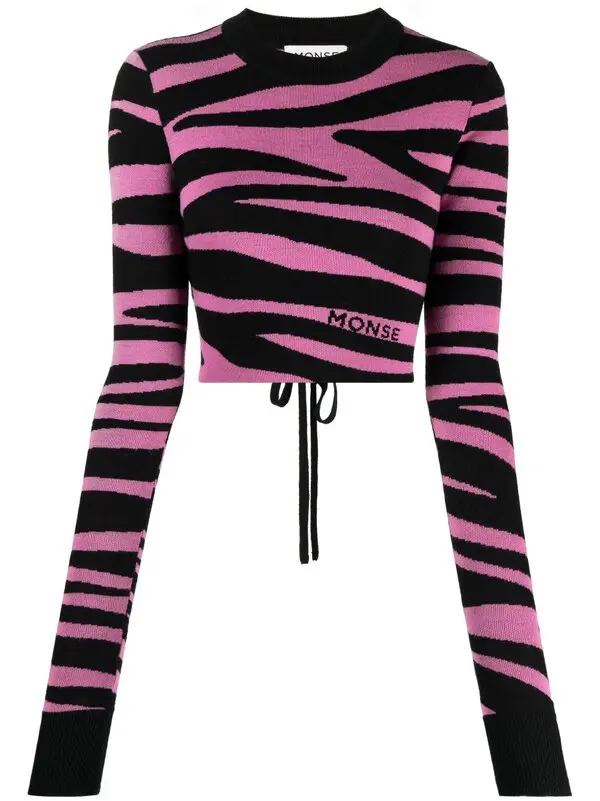 Monse Zebra-knit Cropped Jumper - Pink