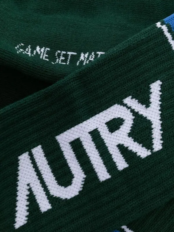 AUTRY Logo-intarsia Knitted Socks - Green