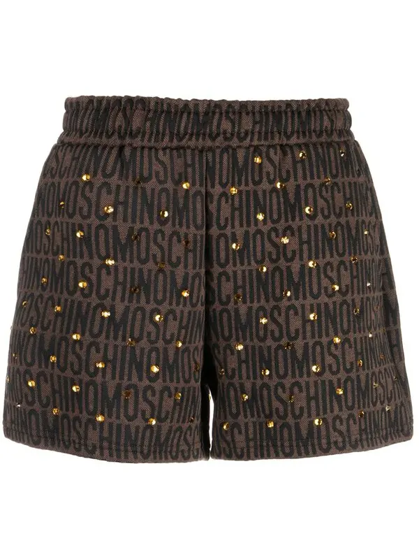 Moschino Logo-print Studded Shorts