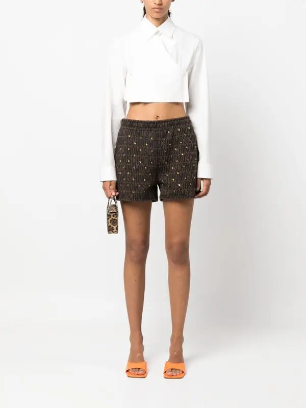 Moschino Logo-print Studded Shorts