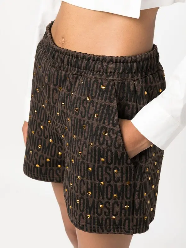 Moschino Logo-print Studded Shorts