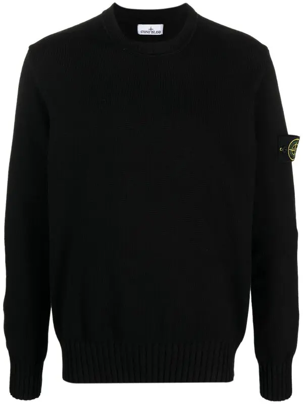Stone Island Compass-patch Cotton-blend Jumper - Black