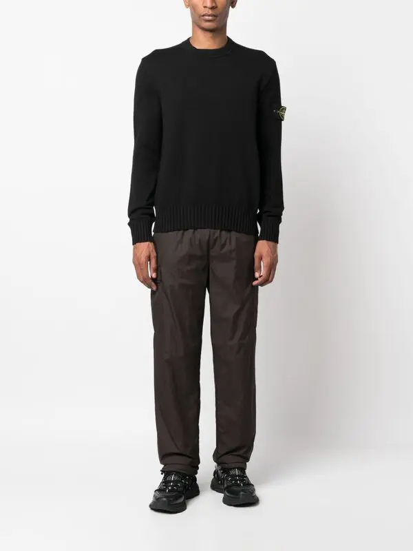 Stone Island Compass-patch Cotton-blend Jumper - Black
