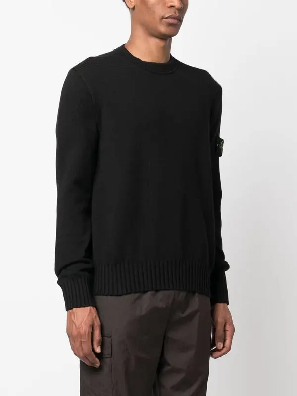 Stone Island Compass-patch Cotton-blend Jumper - Black
