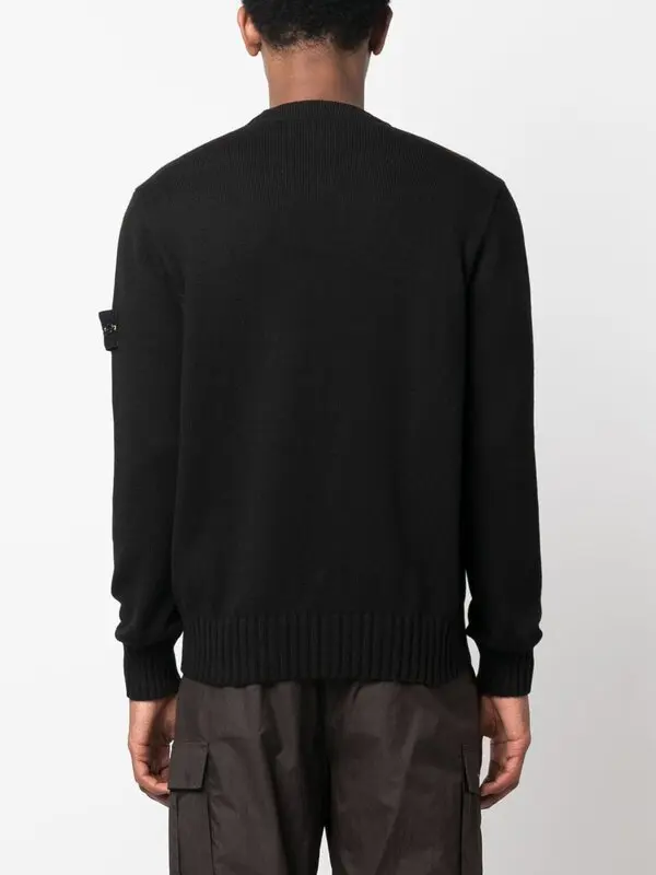 Stone Island Compass-patch Cotton-blend Jumper - Black