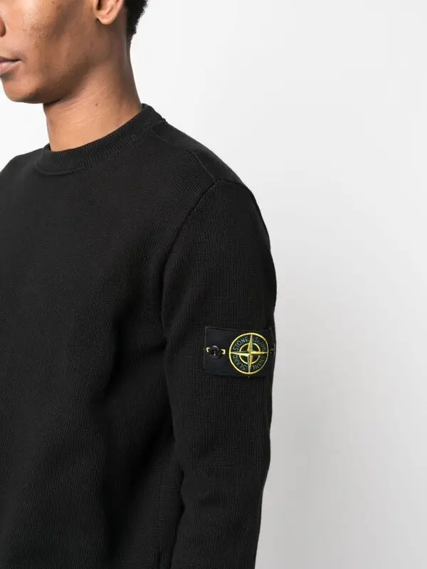 Stone Island Compass-patch Cotton-blend Jumper - Black