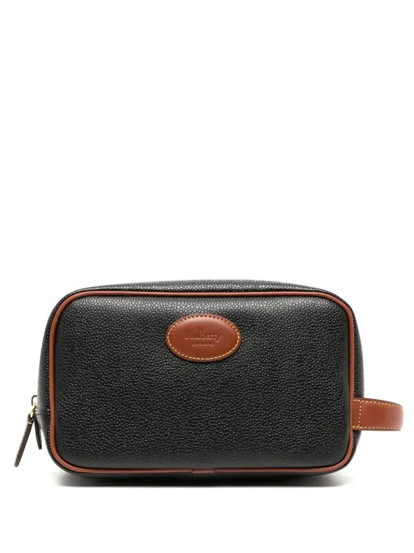 Mulberry Debossed Logo Leather Wash Bag