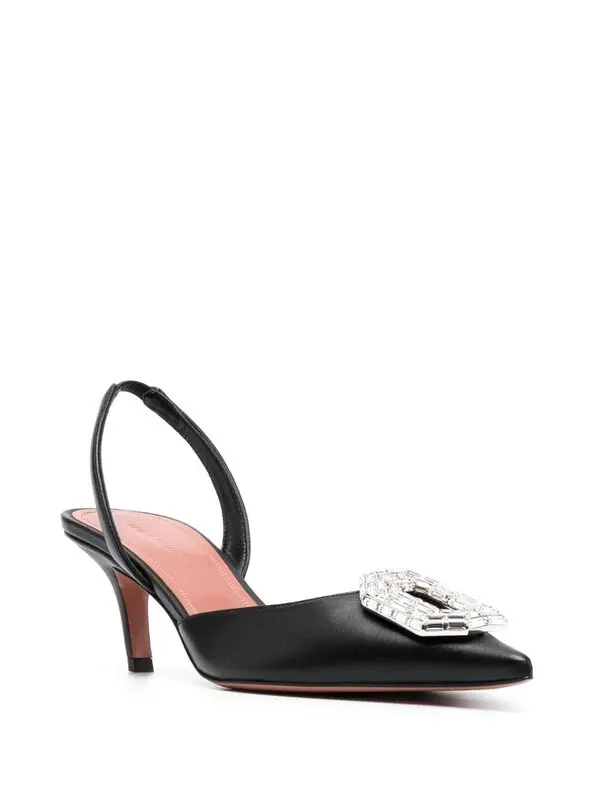 Amina Muaddi 60mm Camelia Slingback Pumps - Black