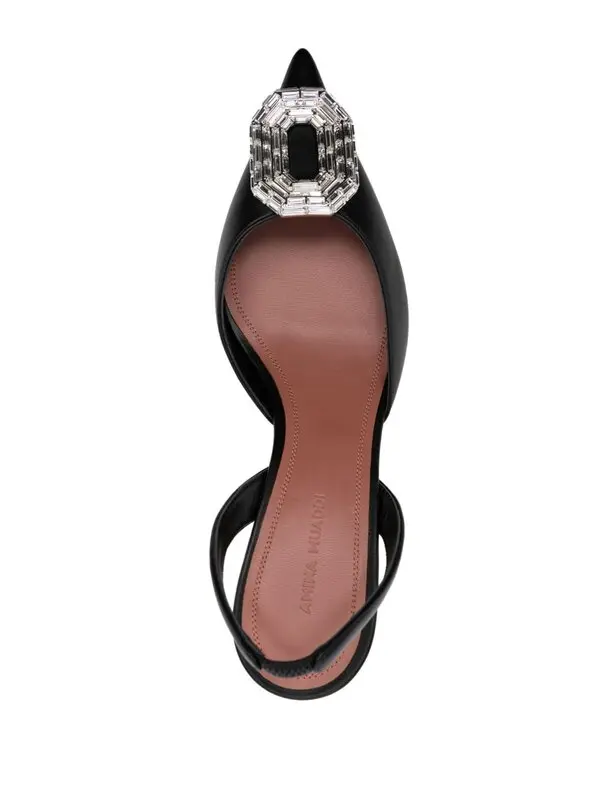 Amina Muaddi 60mm Camelia Slingback Pumps - Black