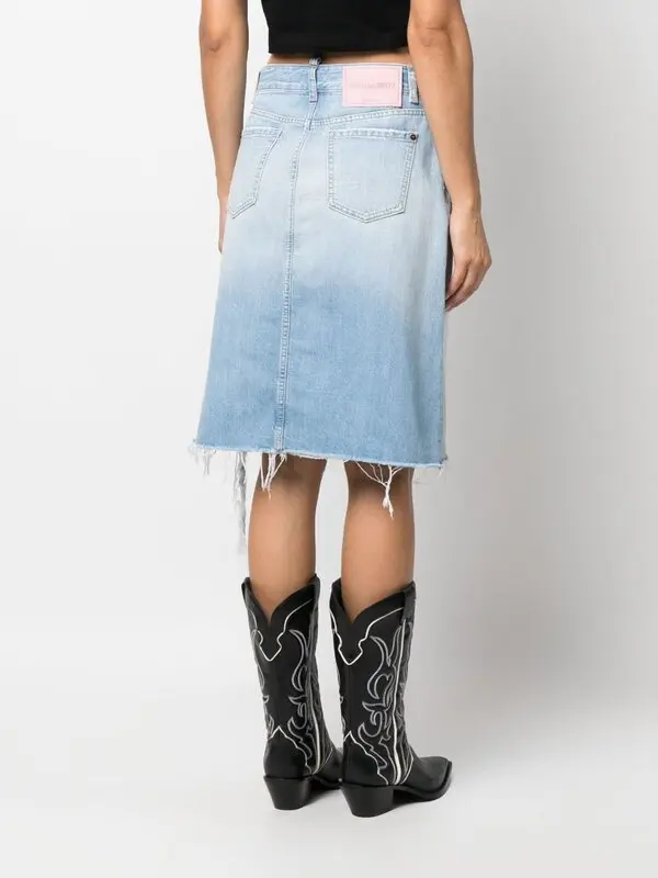 Dsquared2 Ripped A-line Denim Skirt