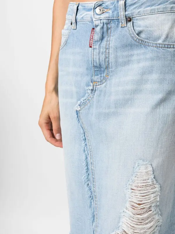 Dsquared2 Ripped A-line Denim Skirt