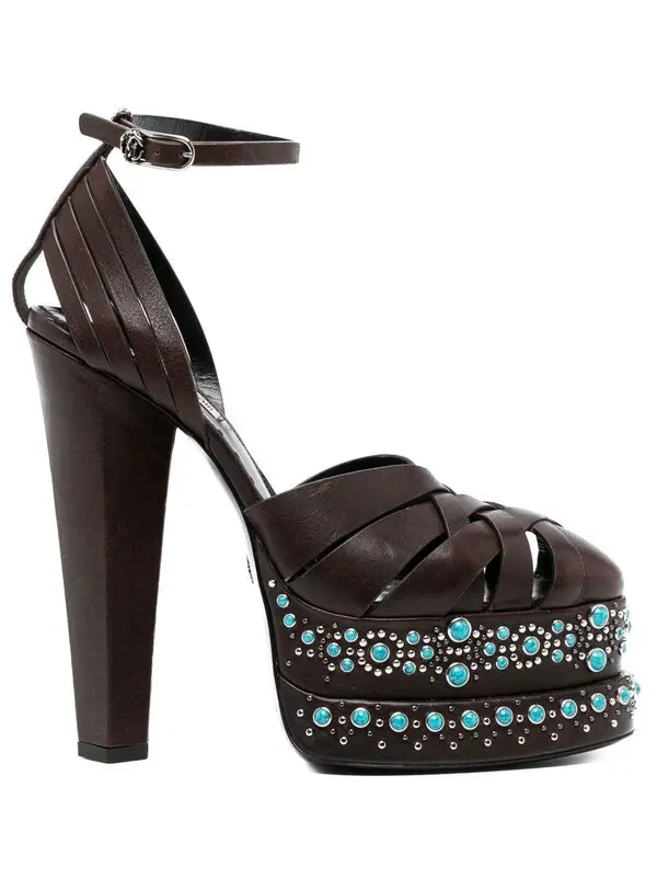 Roberto Cavalli Caged Leather Platform Pumps