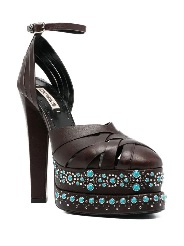 Roberto Cavalli Caged Leather Platform Pumps