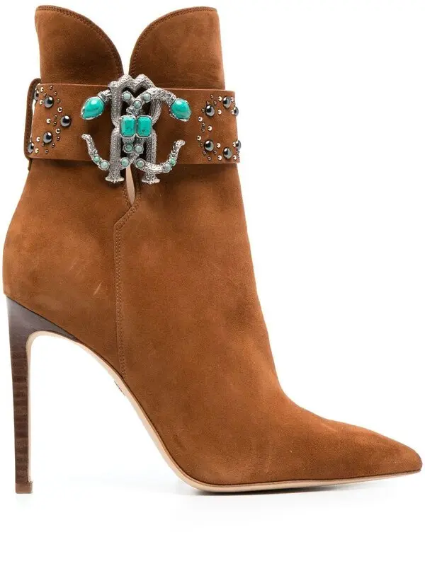 Roberto Cavalli Logo-plaque Suede Booties