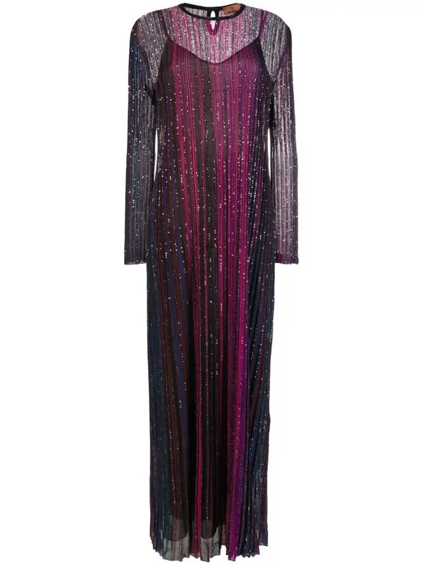 Missoni Sequin-embellished Pleated Maxi Dress - Pink