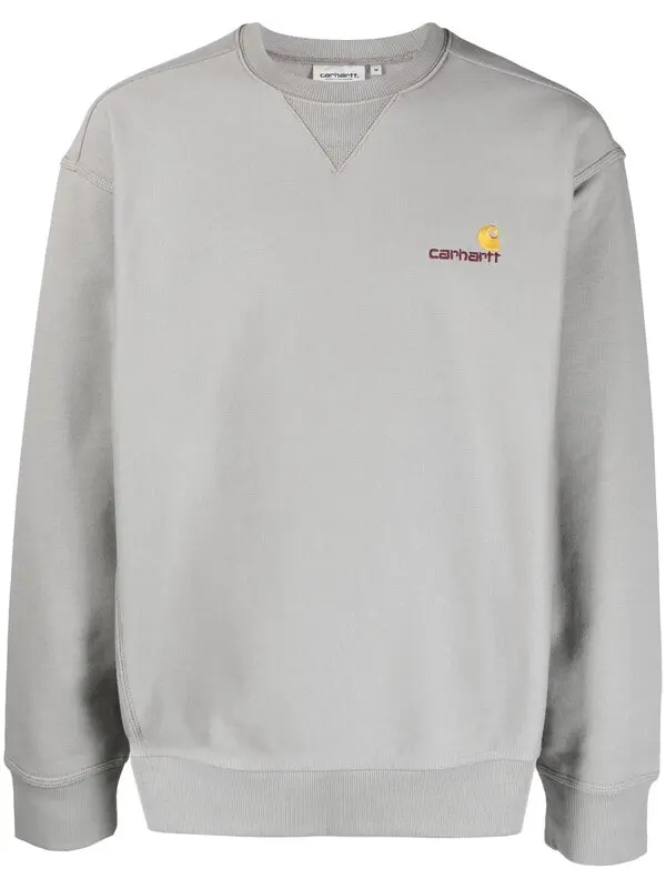 Carhartt Work In Progress Cotton Sweatshirt With Embroidered Logo - Grey