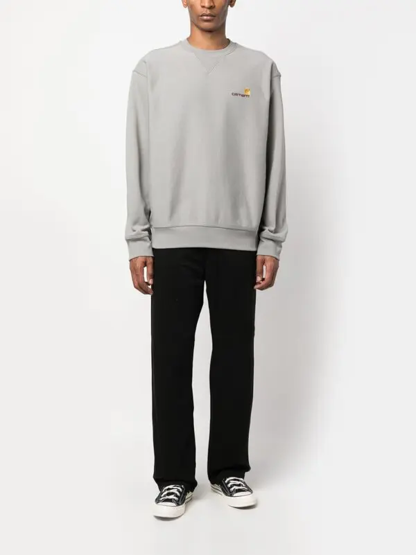 Carhartt Work In Progress Cotton Sweatshirt With Embroidered Logo - Grey