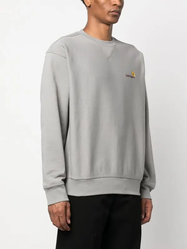 Carhartt Work In Progress Cotton Sweatshirt With Embroidered Logo - Grey