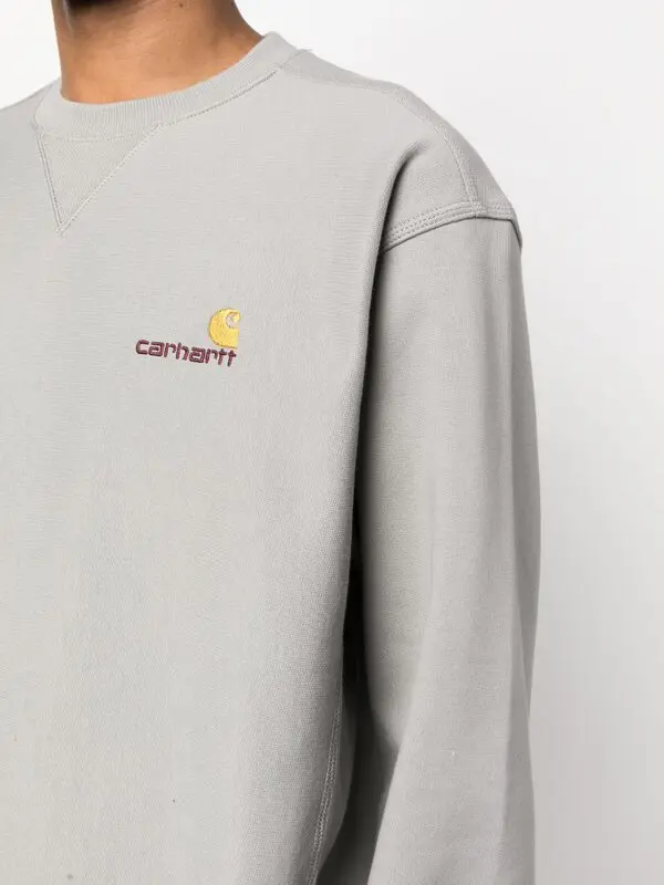 Carhartt Work In Progress Cotton Sweatshirt With Embroidered Logo - Grey