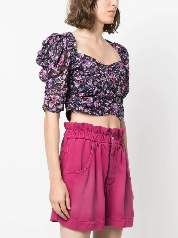 MARANT ETOILE Galaor Puff-sleeve Blouse - Black