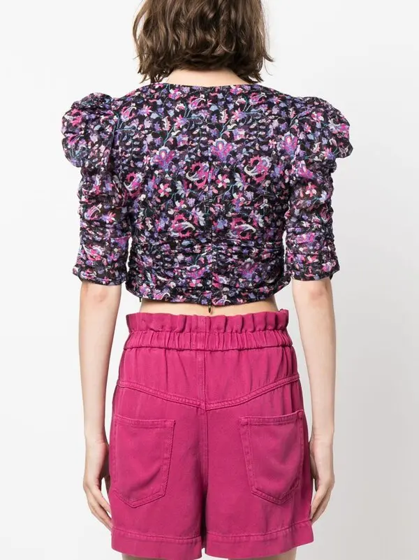 MARANT ETOILE Galaor Puff-sleeve Blouse - Black
