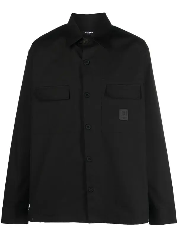 Balmain Logo-patch Cotton Shirt