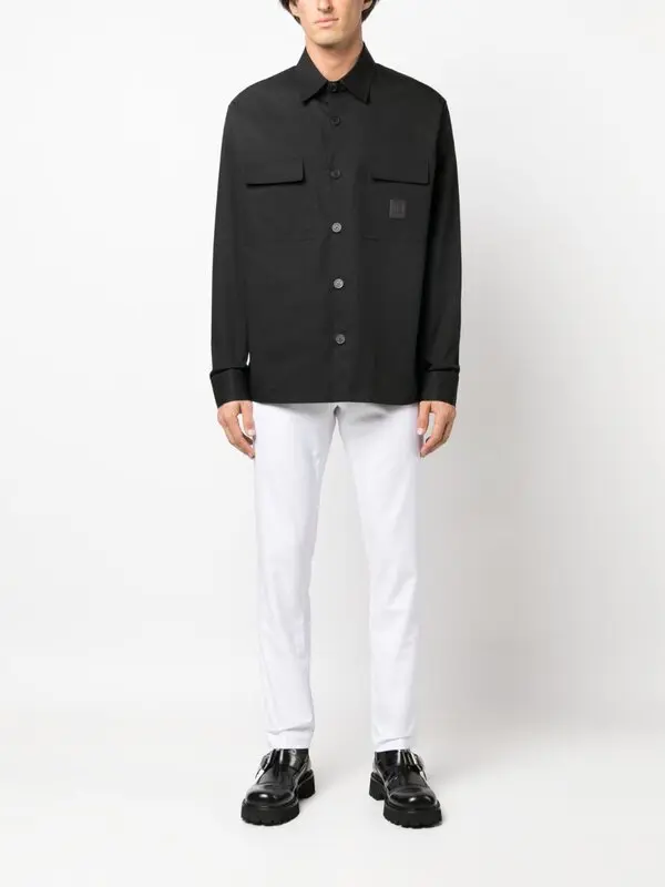 Balmain Logo-patch Cotton Shirt