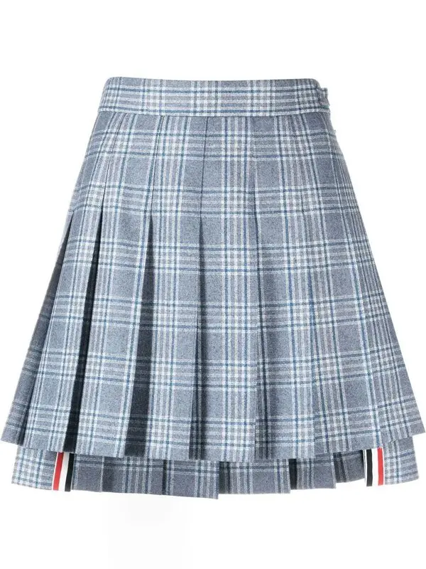 Thom Browne Pleated Checked Mini Skirt