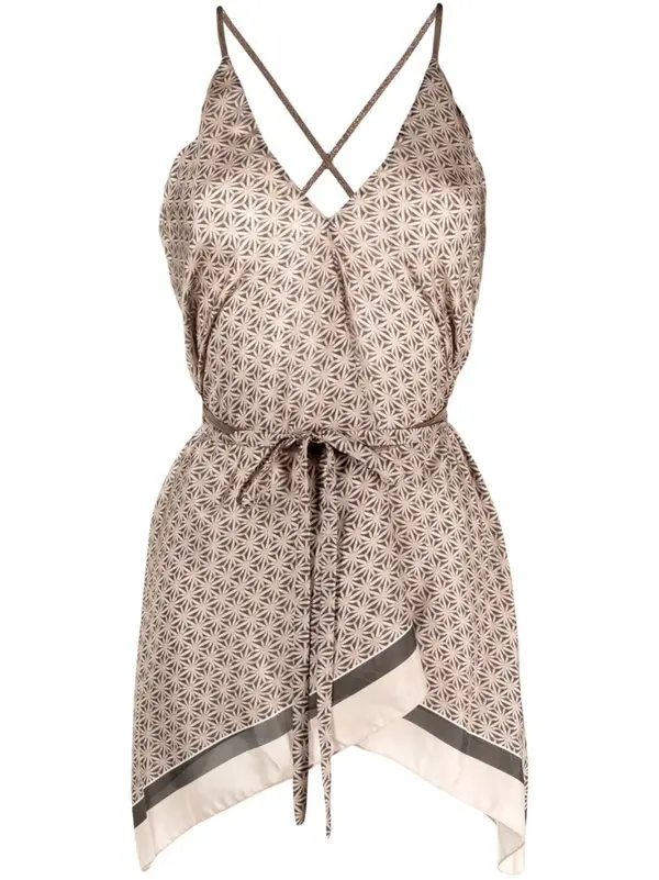 Brunello Cucinelli Geometric-print Silk Top