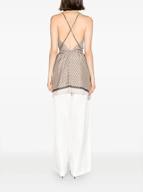 Brunello Cucinelli Geometric-print Silk Top
